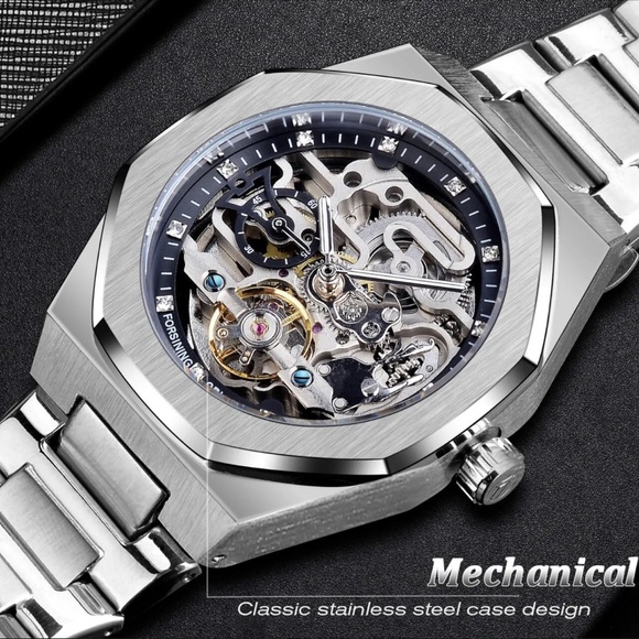 Forsining | Accessories | Mens Skeleton Mechanical Luminous Luxury ...